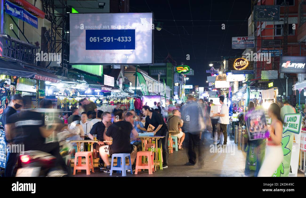 Bangkok, Thailand, November 3, 2022. Famous tourist attraction Khaosan ...