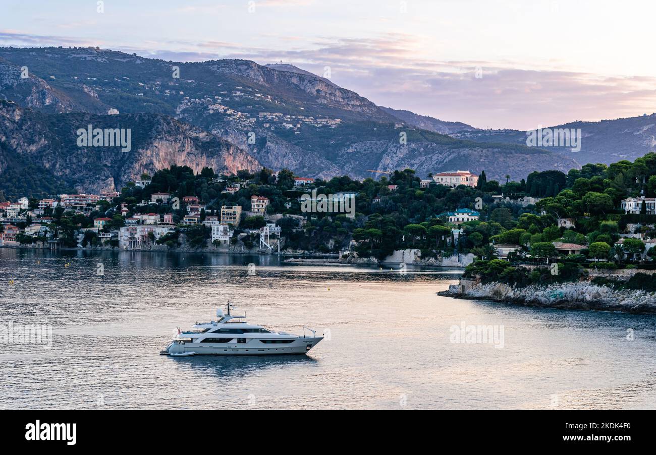 Sunrise over Harbor and Bay of Villefranche-sur-Mer, French Riviera ...