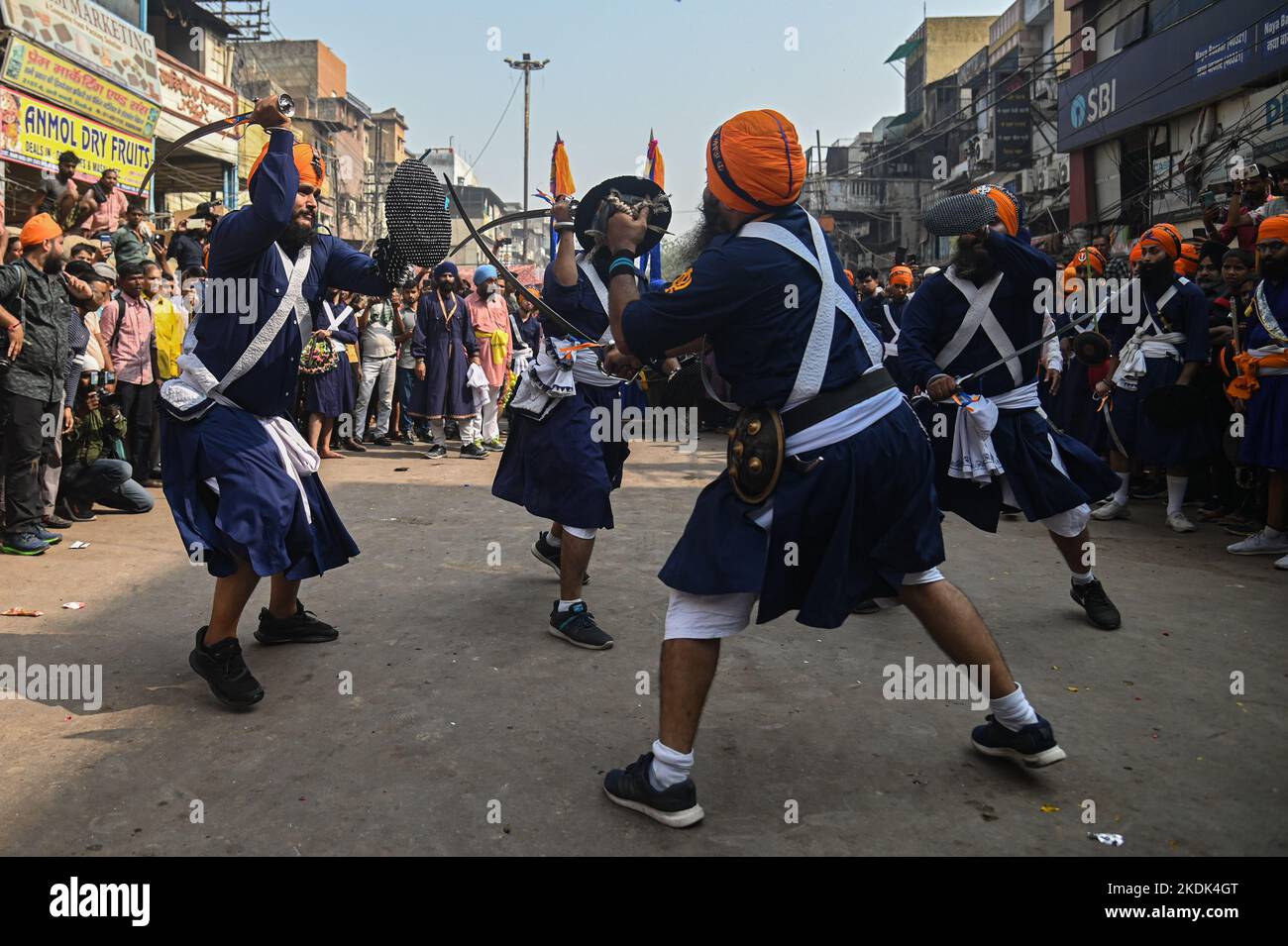 New Delhi, Delhi, India. 7th Nov, 2022. Nihang Sikhs display their ...