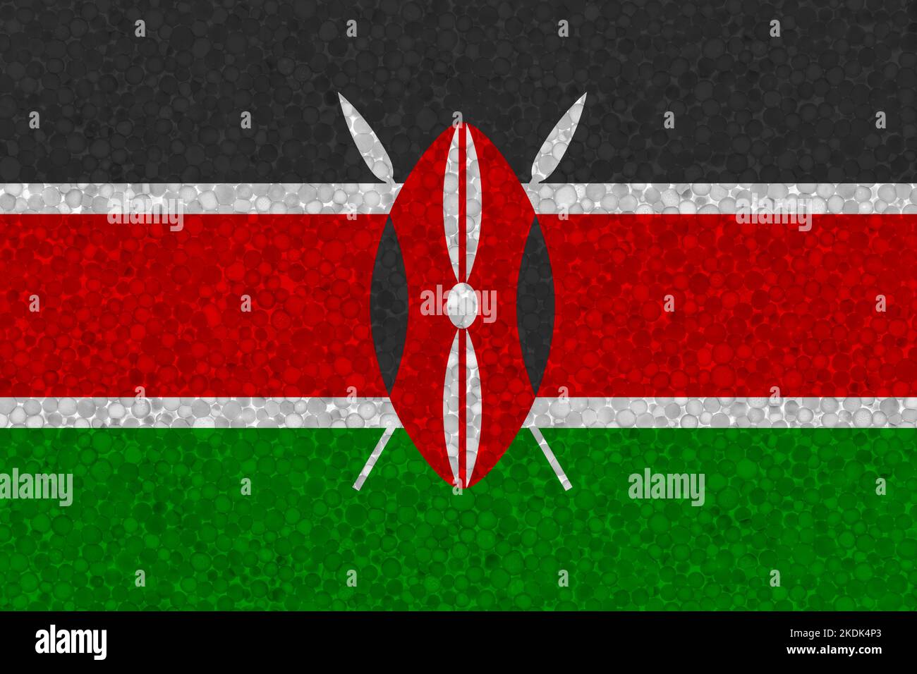 Flag of Kenya on styrofoam texture. national flag painted on the ...