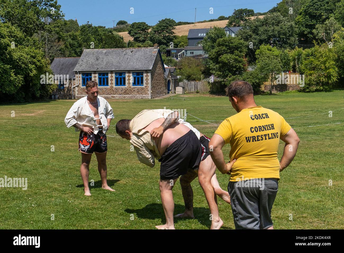 A coaching session before the Grand Cornish Wrestling Tournament on the ...