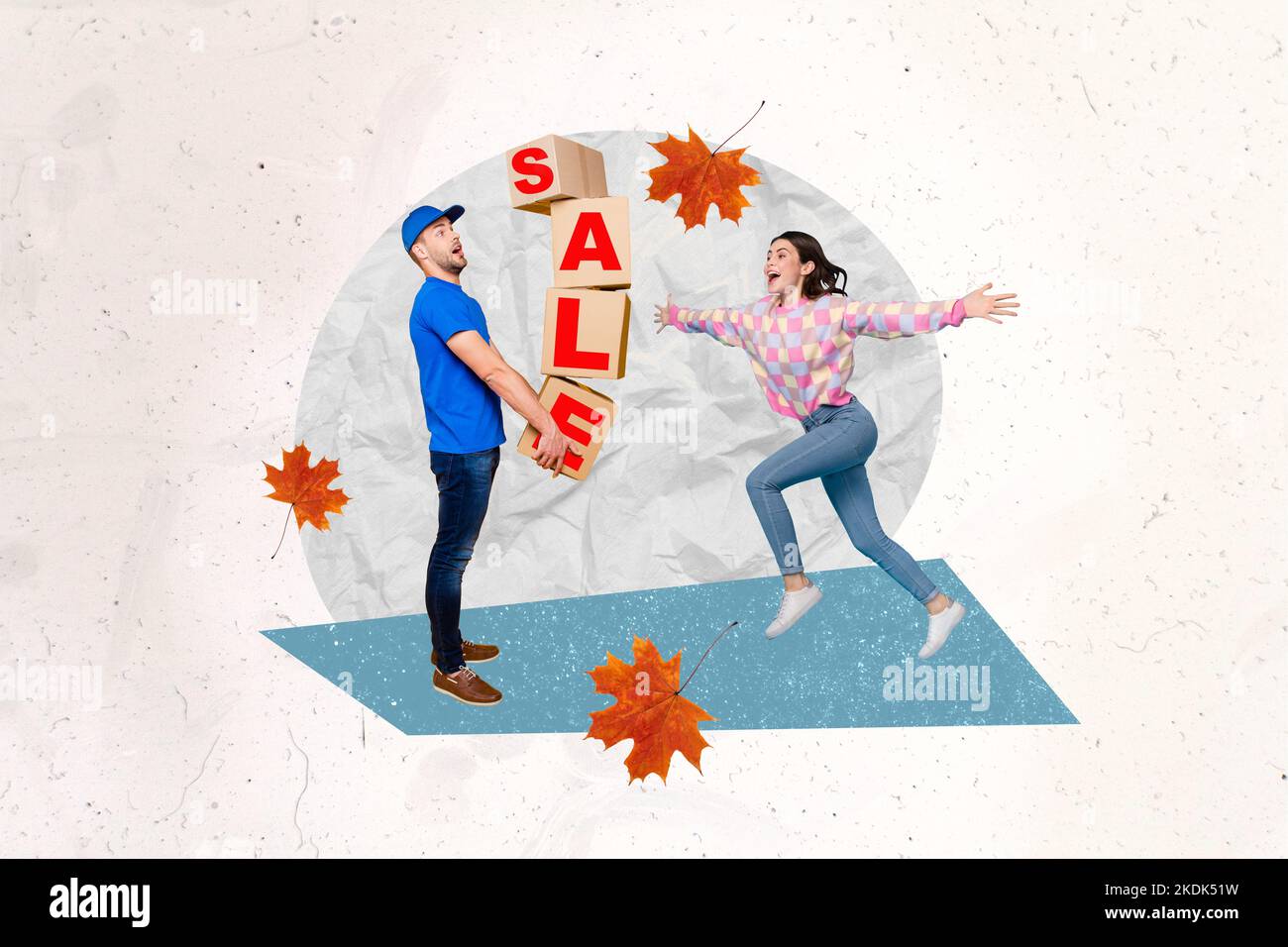 Creative photo 3d collage artwork poster picture of happy girl running ...