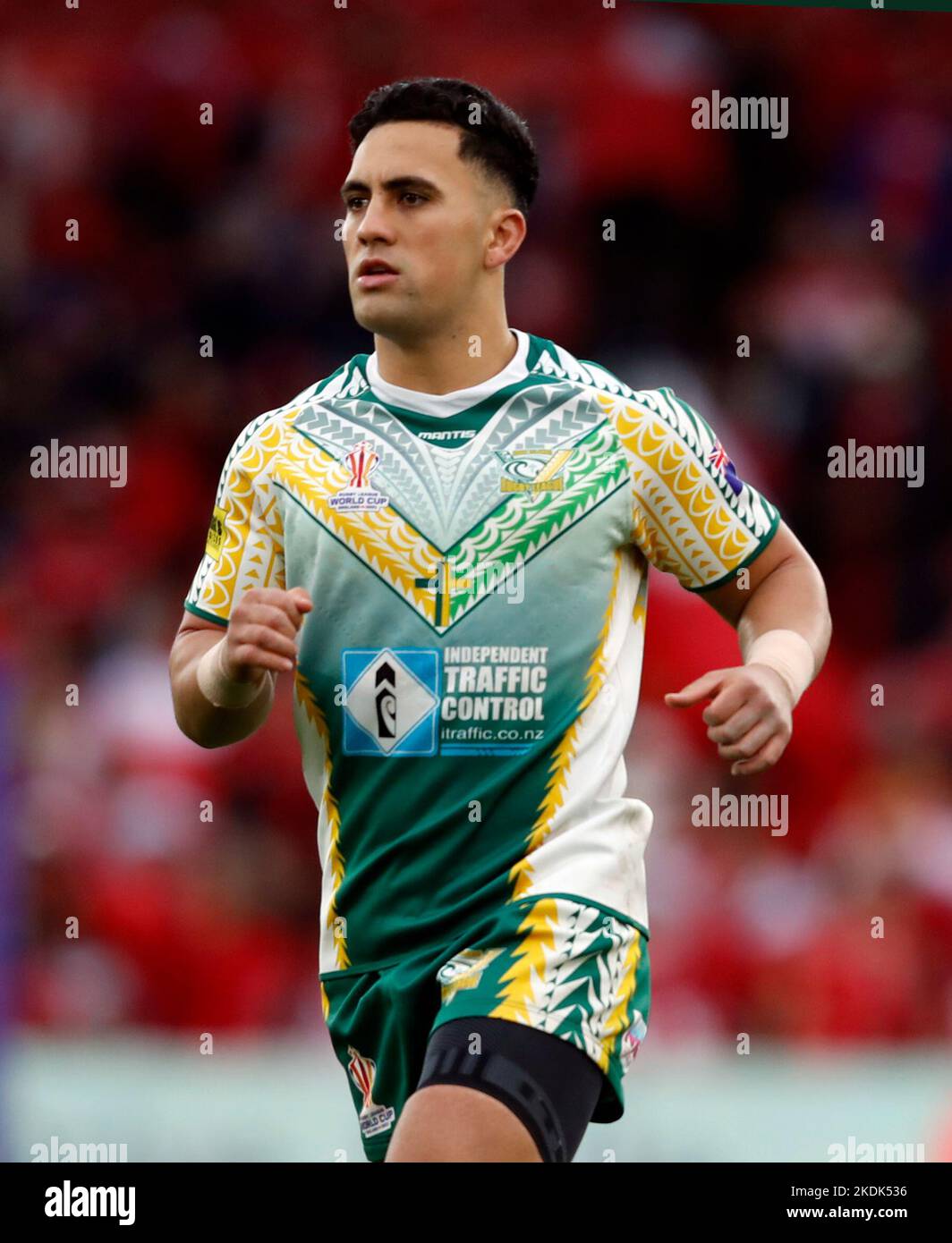 Cook Islands' Kayal Iro during the Rugby League World Cup group D match ...