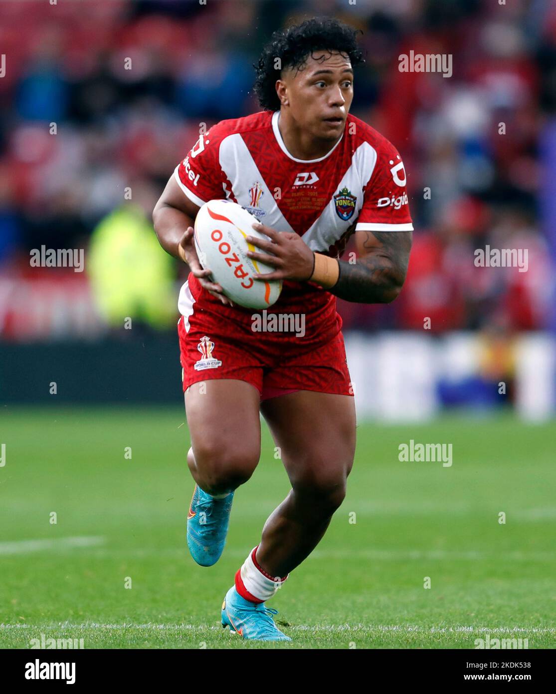 Tonga's Tesi Niu during the Rugby League World Cup group D match at the ...