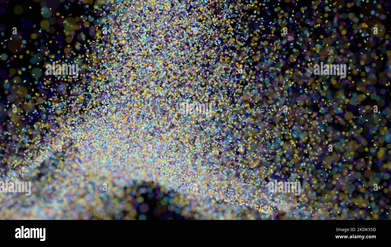 3D rendering of cluster of dust particles or debris on black background ...