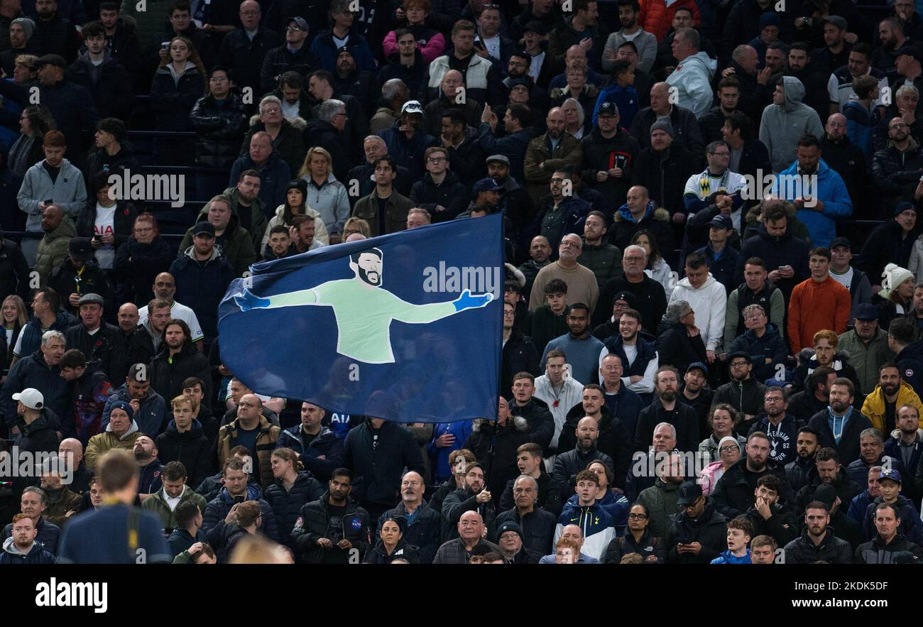 London, UK. 06th Nov, 2022. Tottenham Hotspur fans with a Hugo lloris ...