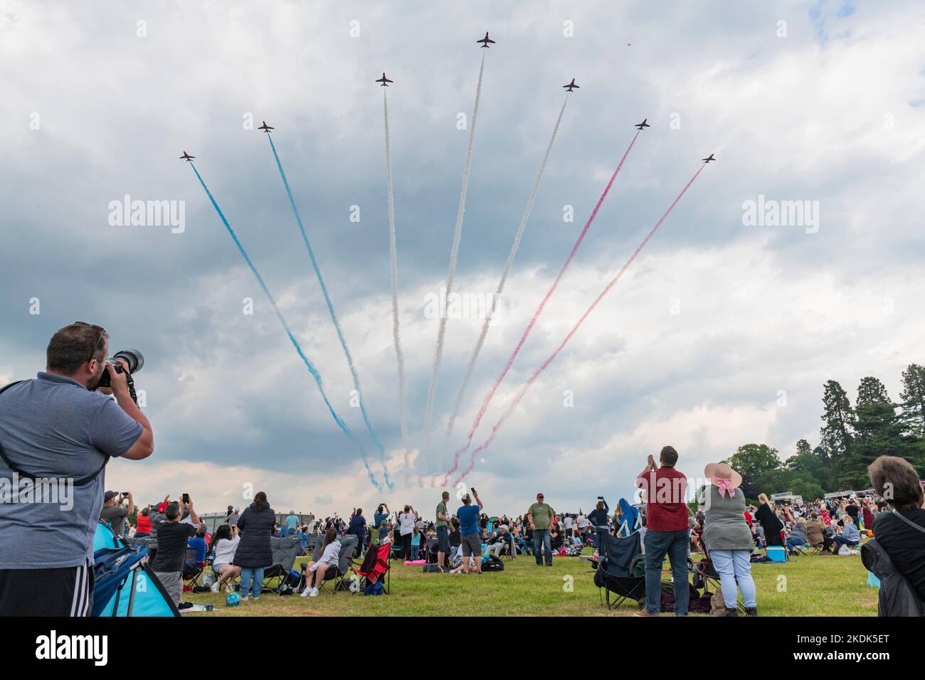 Red Arrows flying during Midlands Air Festival, Ragley Hall ...