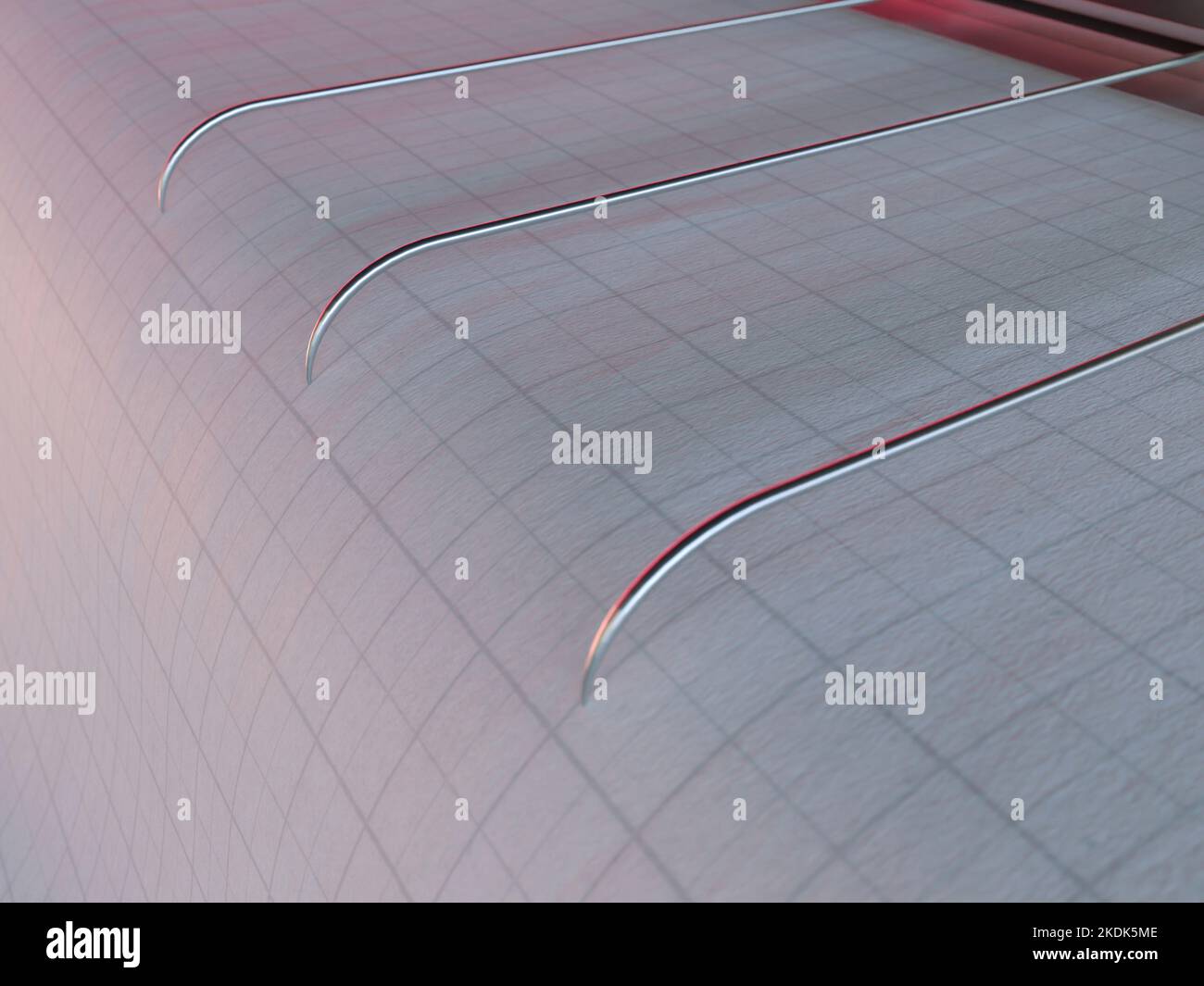 A closeup of seismograph machine needles on graph paper depicting ...