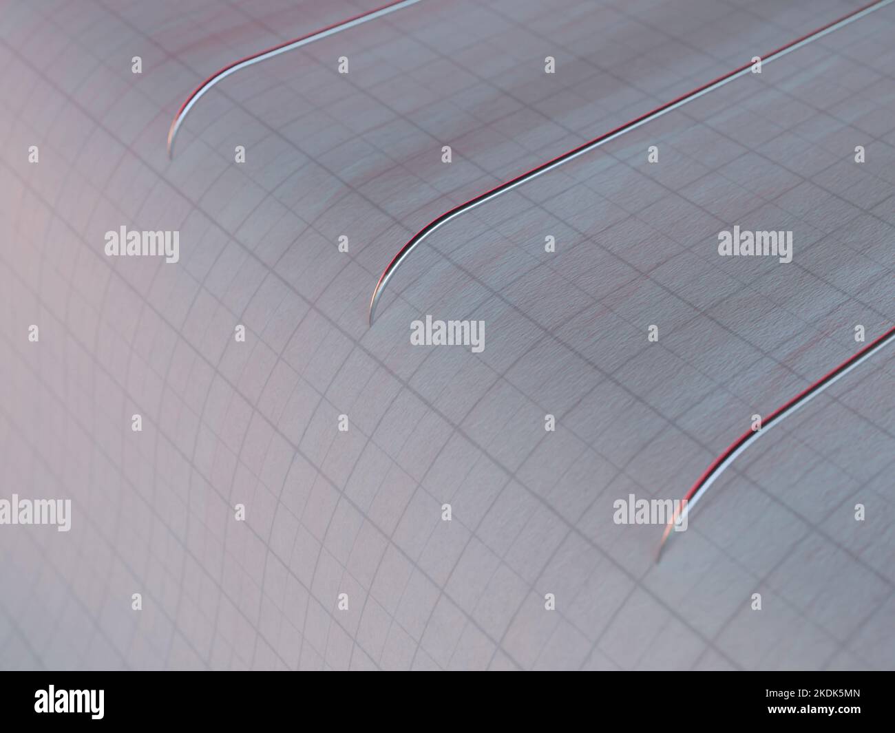 A closeup of seismograph machine needles on graph paper depicting ...
