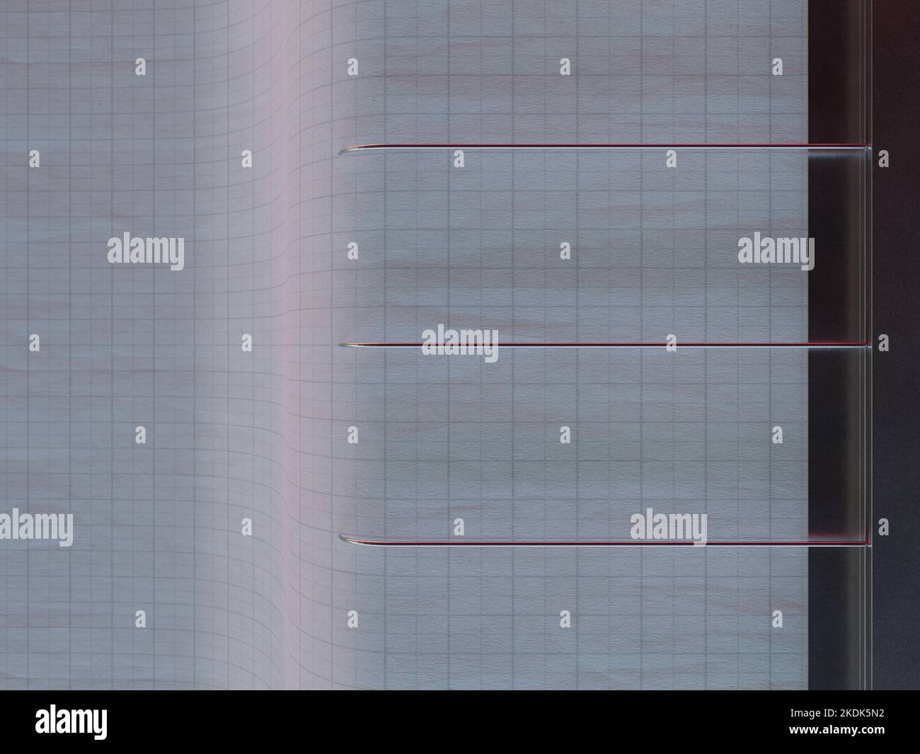 A closeup of seismograph machine needles on graph paper depicting ...