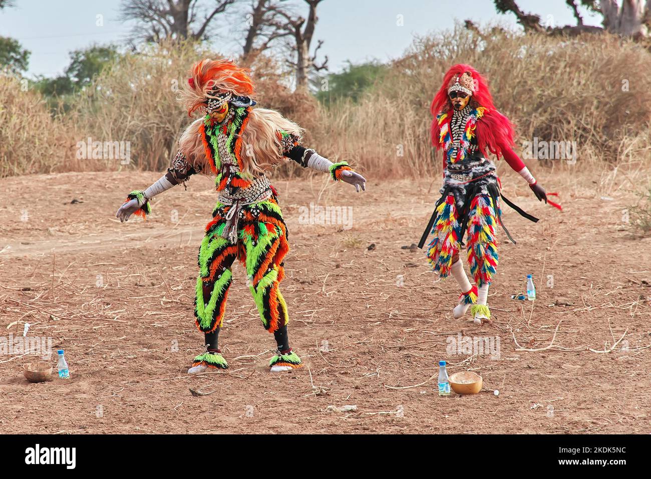 Faux lions, national dance of masks in Senegal, West Africa Stock Photo ...