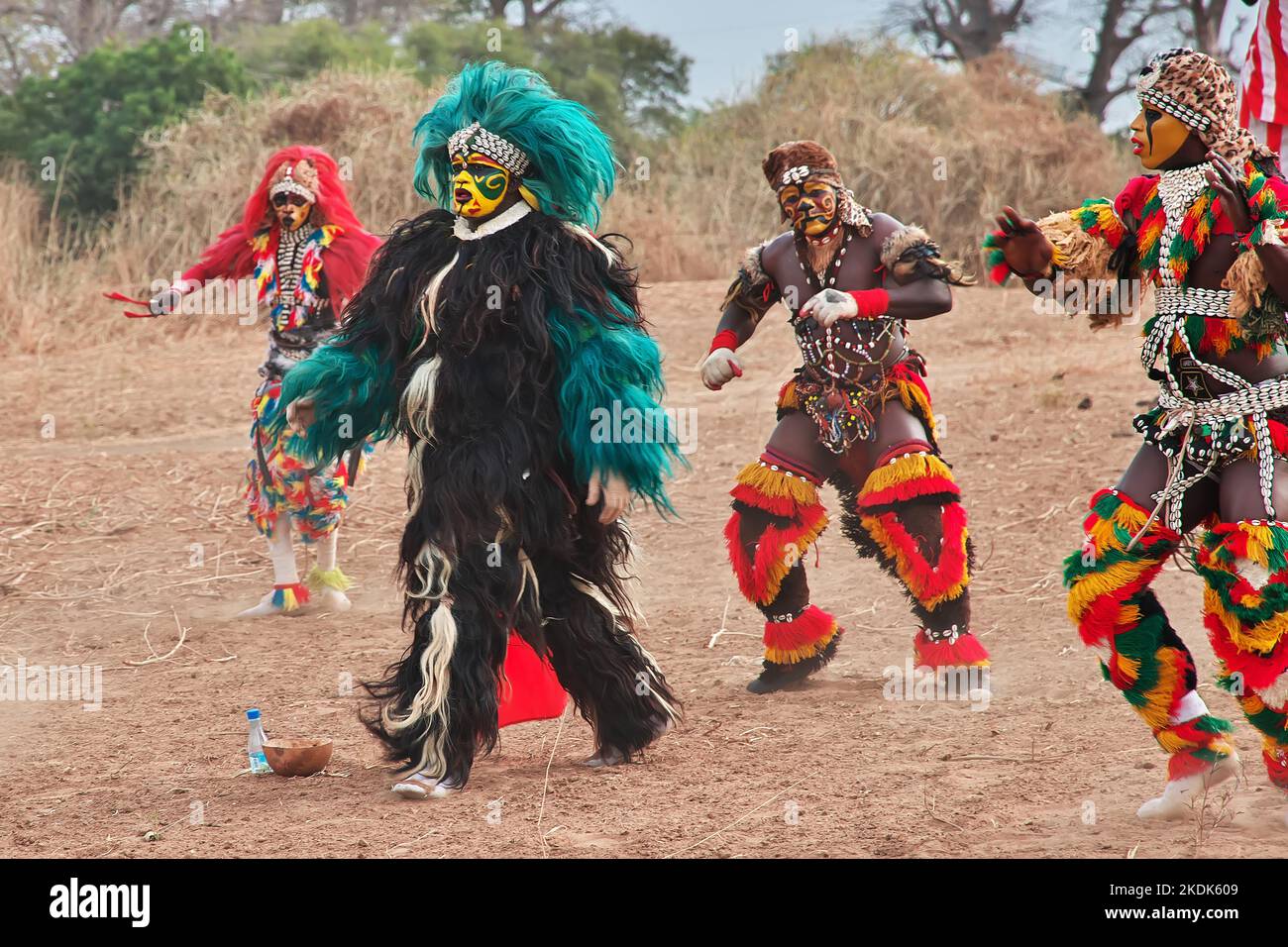 Faux lions, national dance of masks in Senegal, West Africa Stock Photo ...