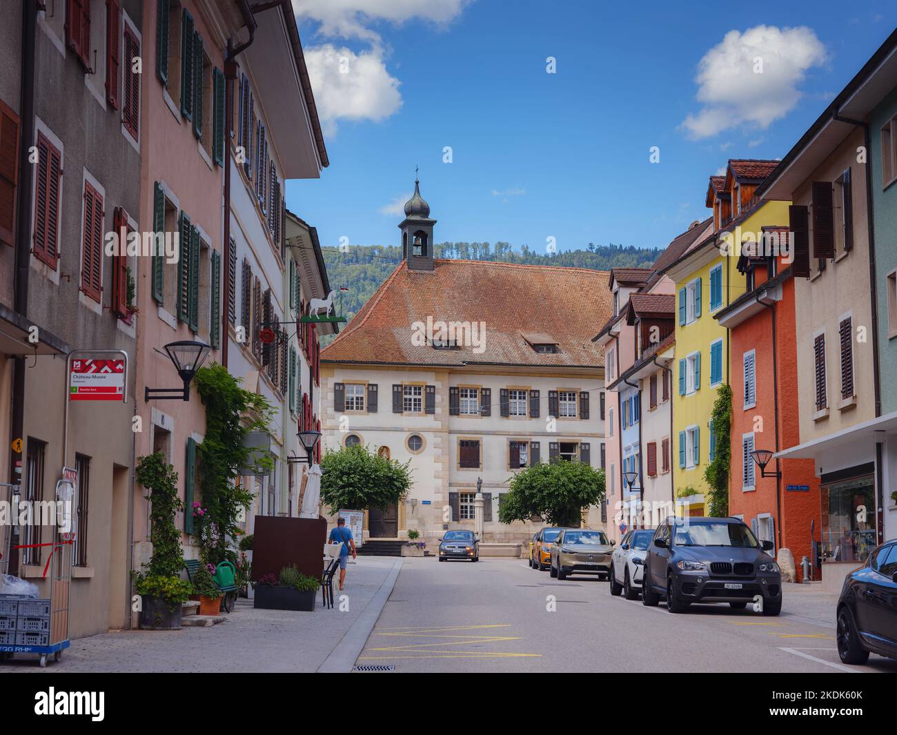 DELEMONT SWITZERLAND, JULY 5, 2022: historical Buildings in the city ...