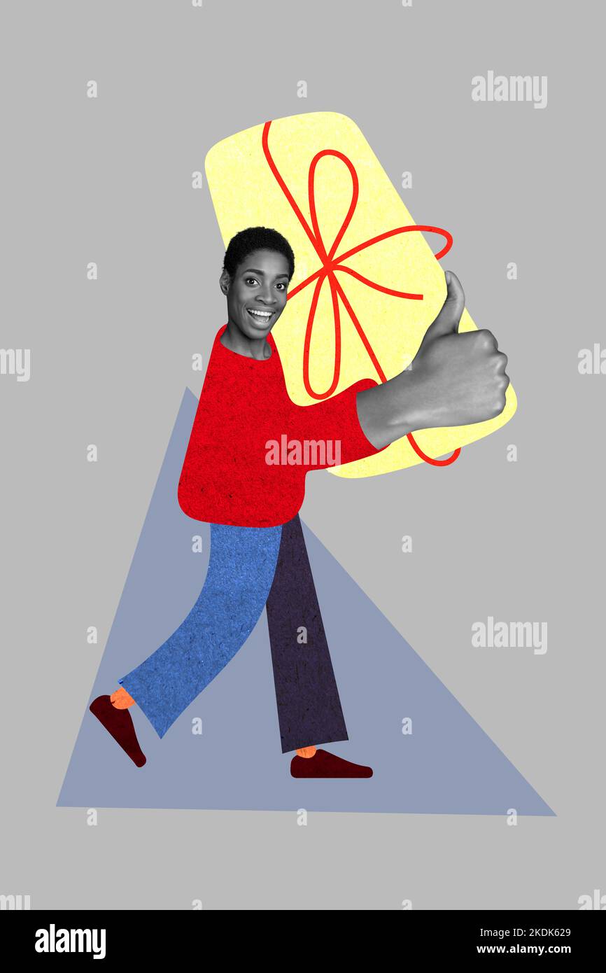 Creative photo 3d collage artwork banner of transgender person walk ...