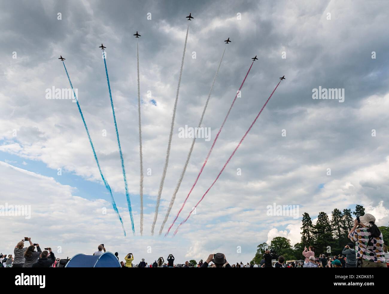 Red Arrows flying during Midlands Air Festival, Ragley Hall ...