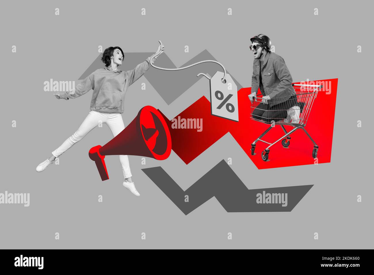 Creative photo 3d collage artwork poster postcard of young crazy people ...