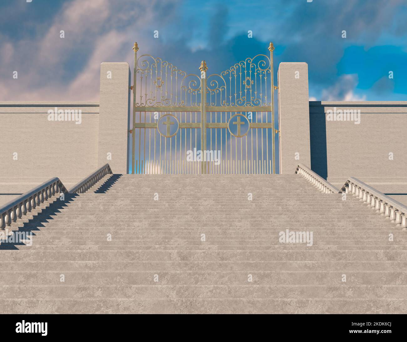 A concept depicting a huge staircase leading up to the closed majestic ...
