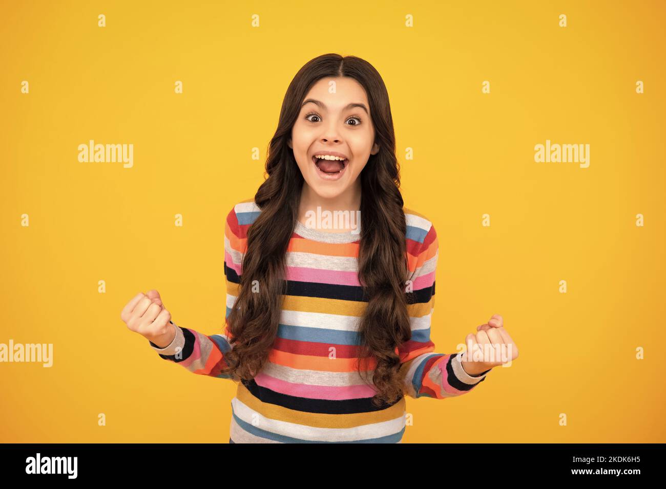 Amazed teenager. Excited teen girl. Portrait of teenage girl child ...