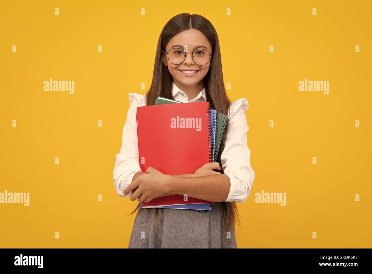 Teenager school girl study with books. Learning knowledge and kids ...