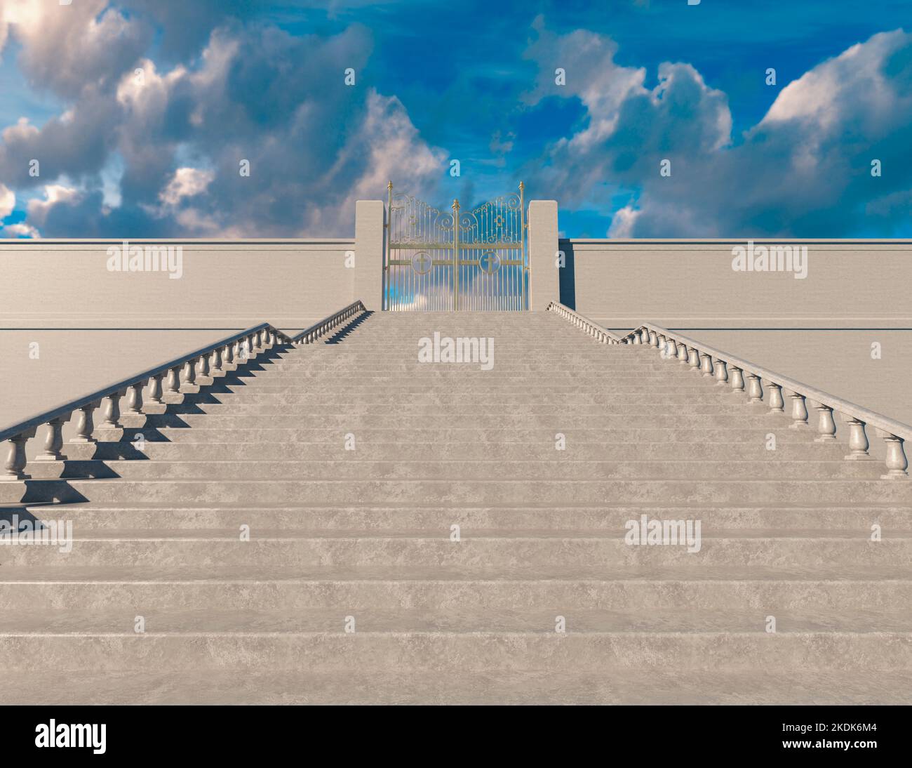 A concept depicting a huge staircase leading up to the closed majestic ...