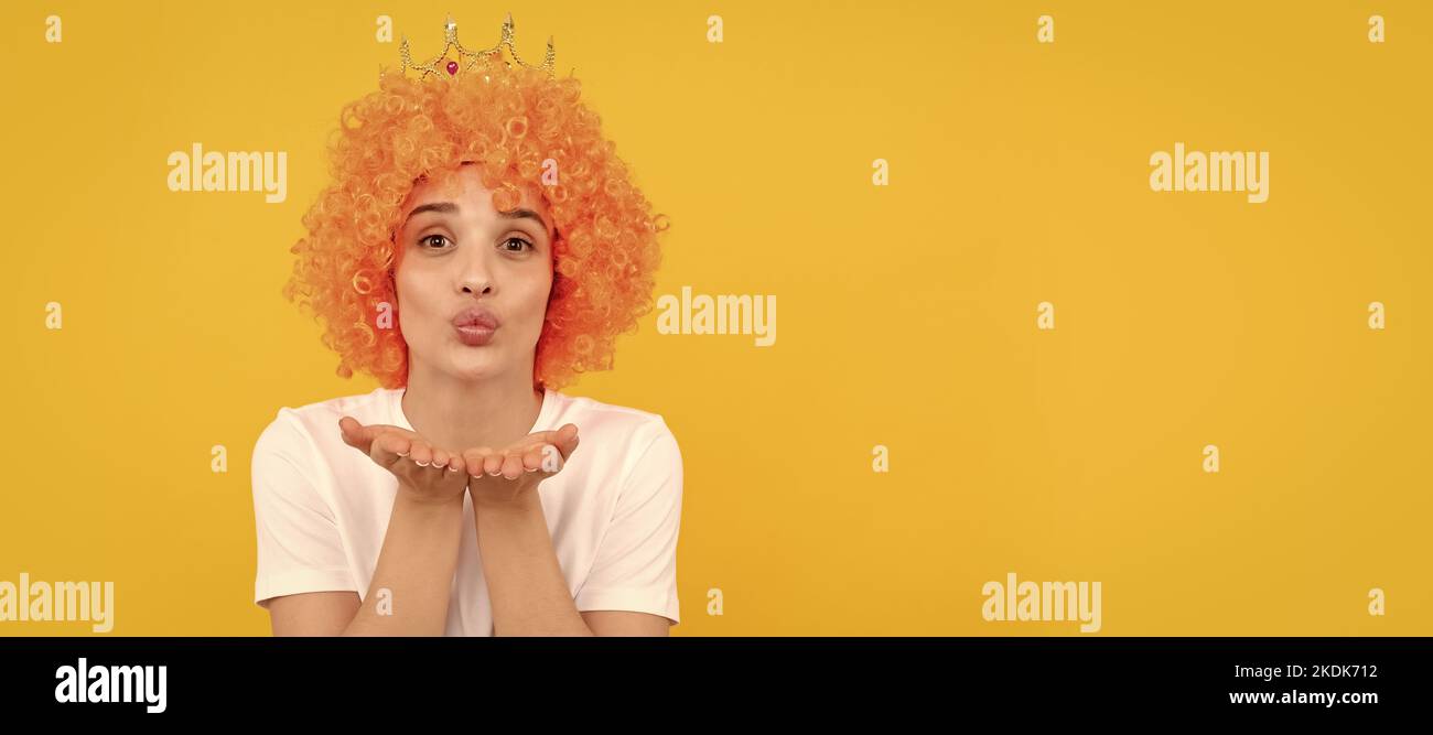 blow a kiss. funny girl in diadem. selfish woman in tiara. pageant ...