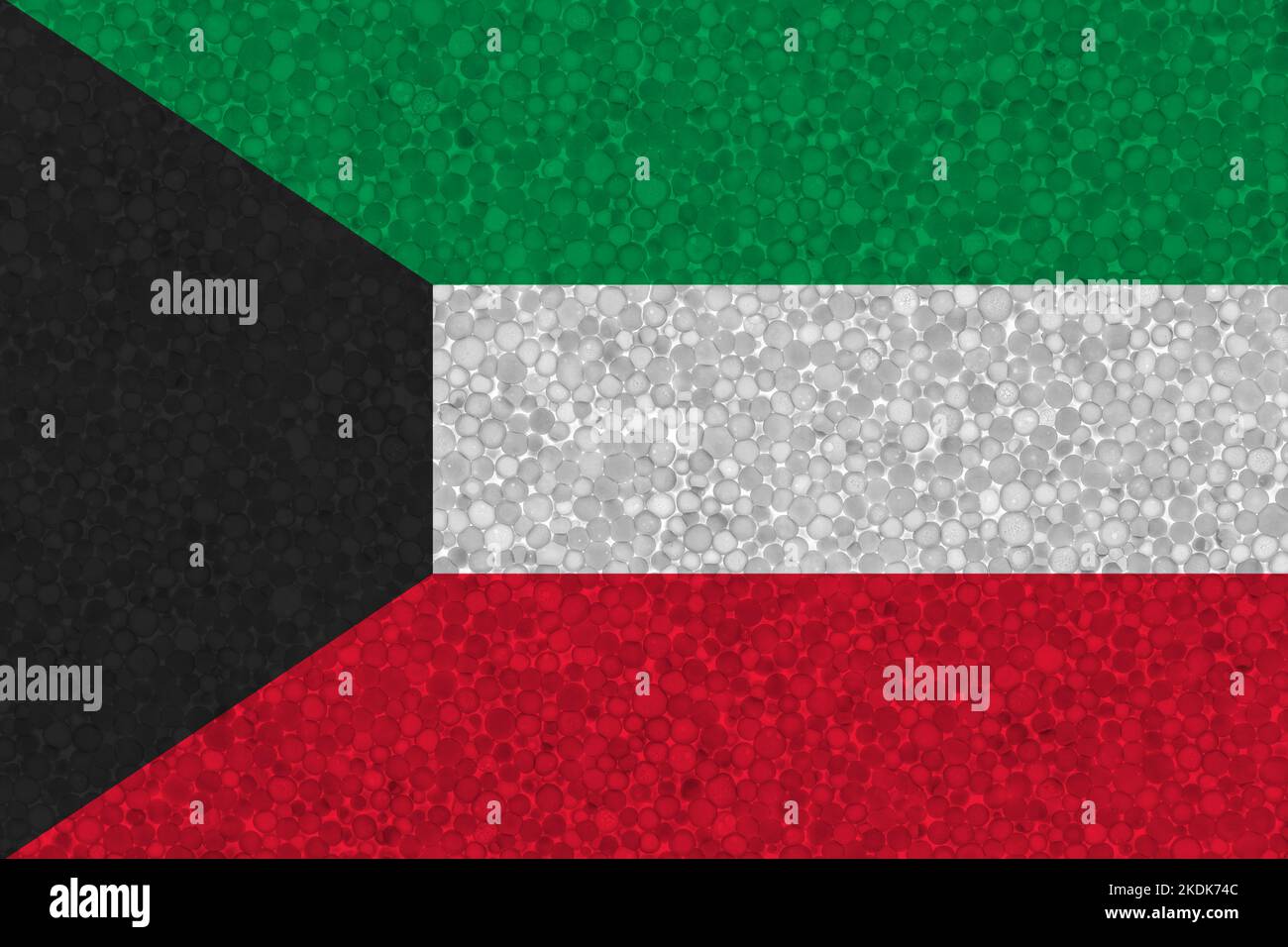 Flag of Kuwait on styrofoam texture. national flag painted on the ...