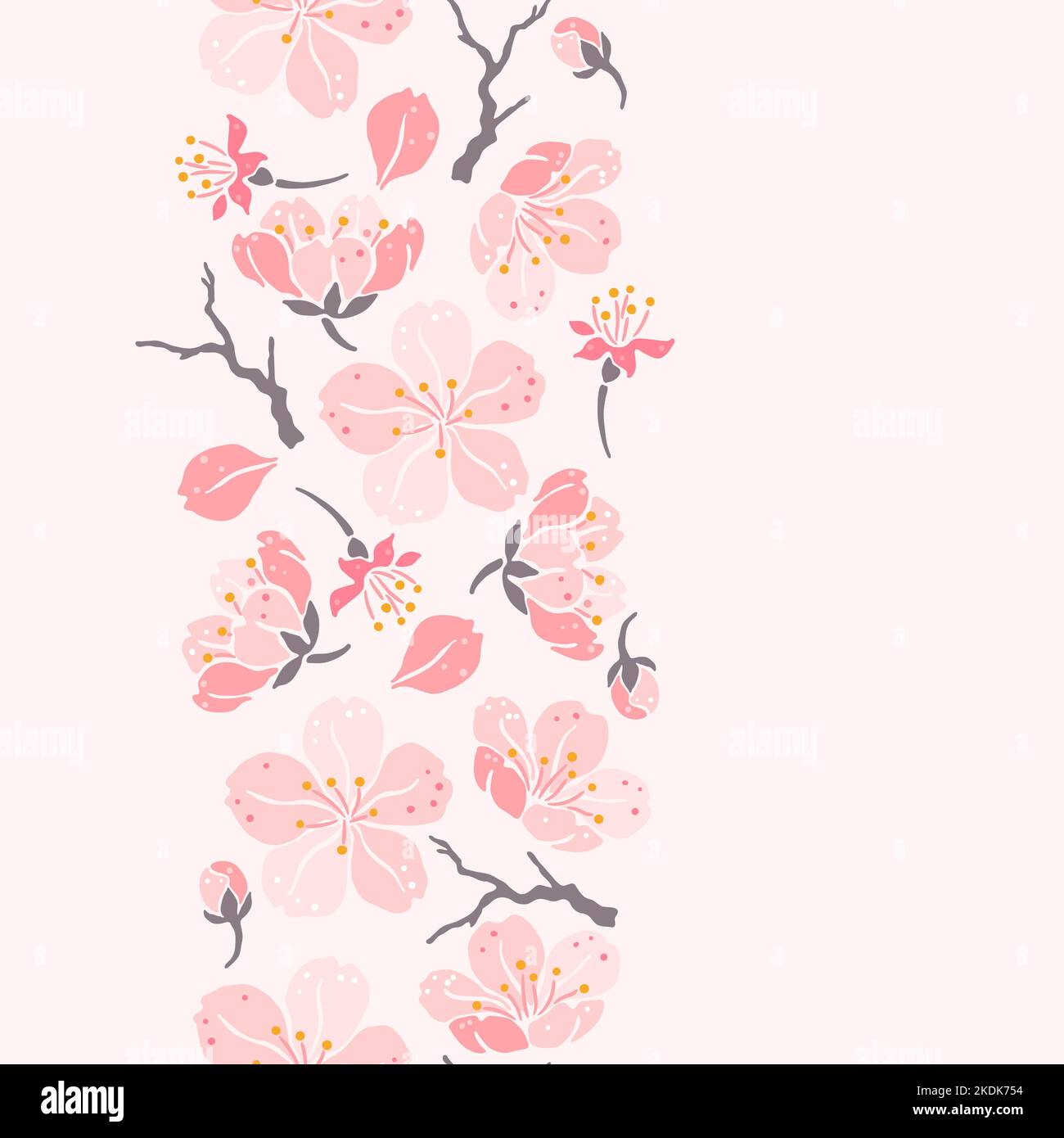 Seamless pattern with sakura flowers. Beautiful decorative plants Stock ...