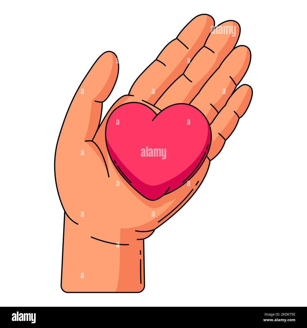 Happy Valentine Day illustration of hand holds heart. Holiday romantic ...