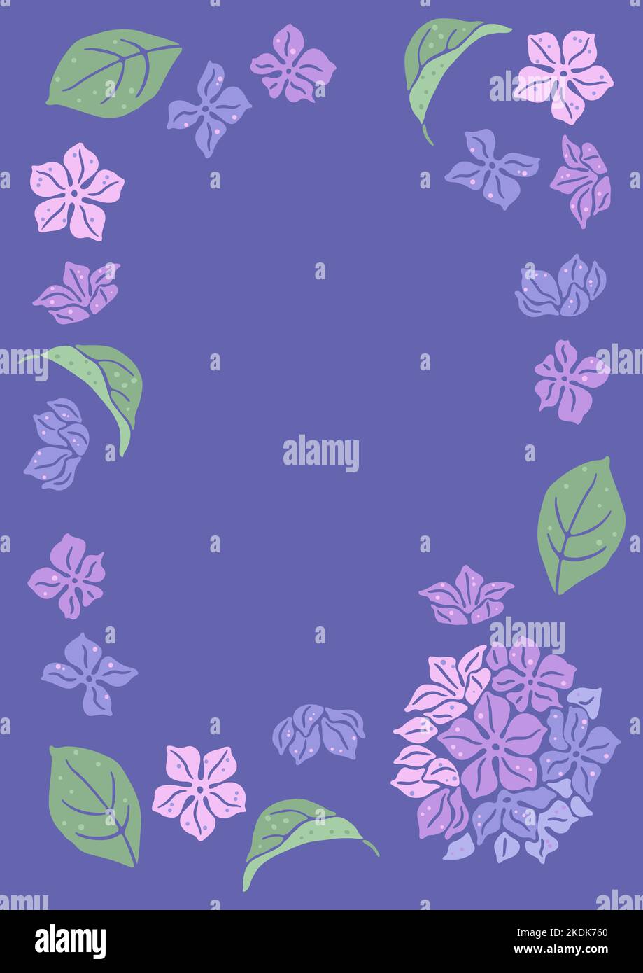 Frame with hydrangea flowers. Beautiful decorative plants Stock Vector ...