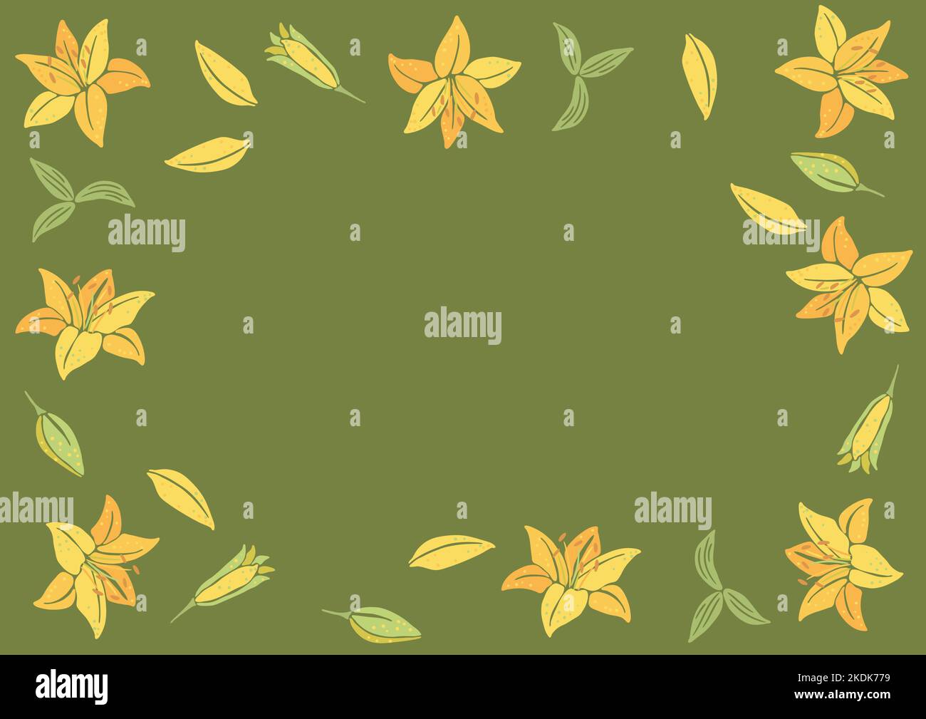 Frame with lily flowers. Beautiful decorative plants Stock Vector Image ...