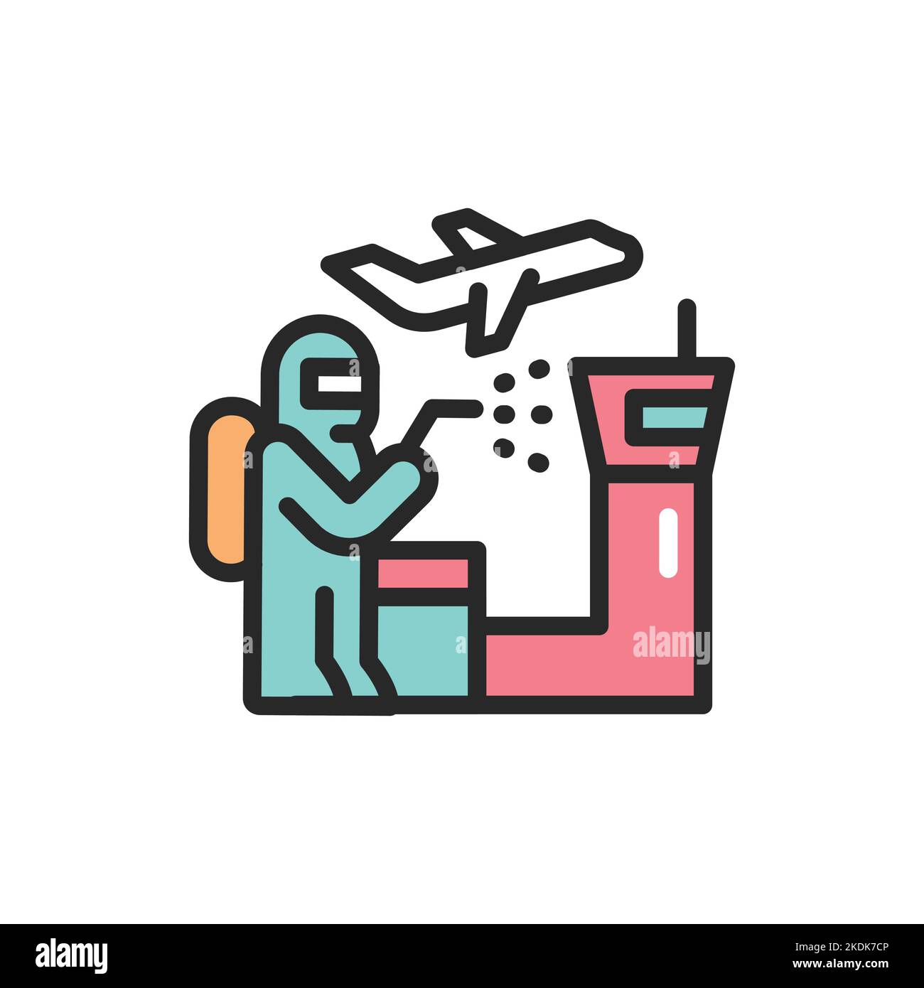Airport disinfection color line icon. Isolated vector element Stock ...