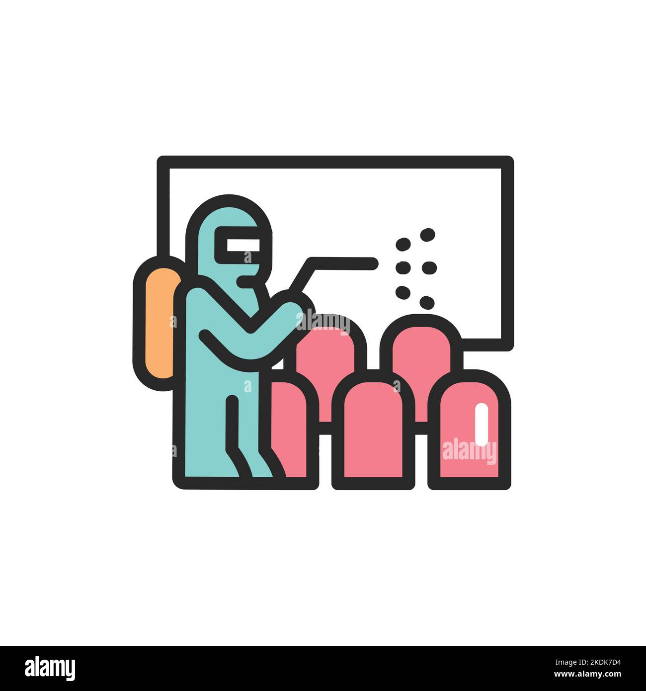 Cinema hall disinfection color line icon. Isolated vector element Stock ... Cinema hall disinfection color line icon. Isolated vector element Stock ...