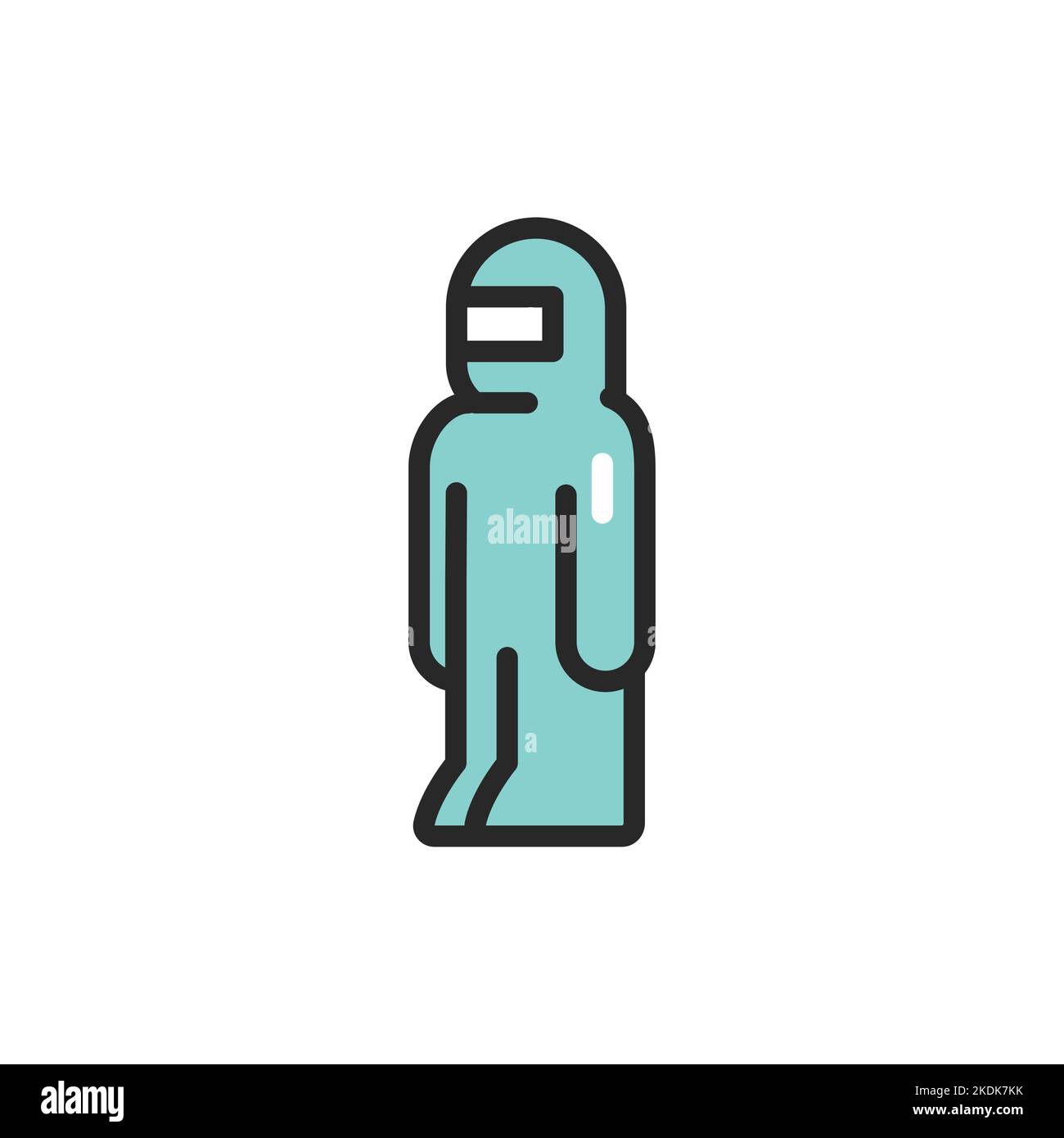 Worker in protective suit color line icon. Isolated vector element ...