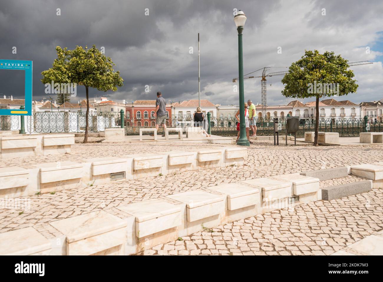 Republic Square by River Gilao, Tavira, Algarve, Portugal Stock Photo ...