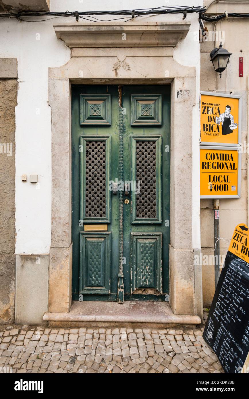 Typical Portuguese traditional design front door to property, Tavira ...
