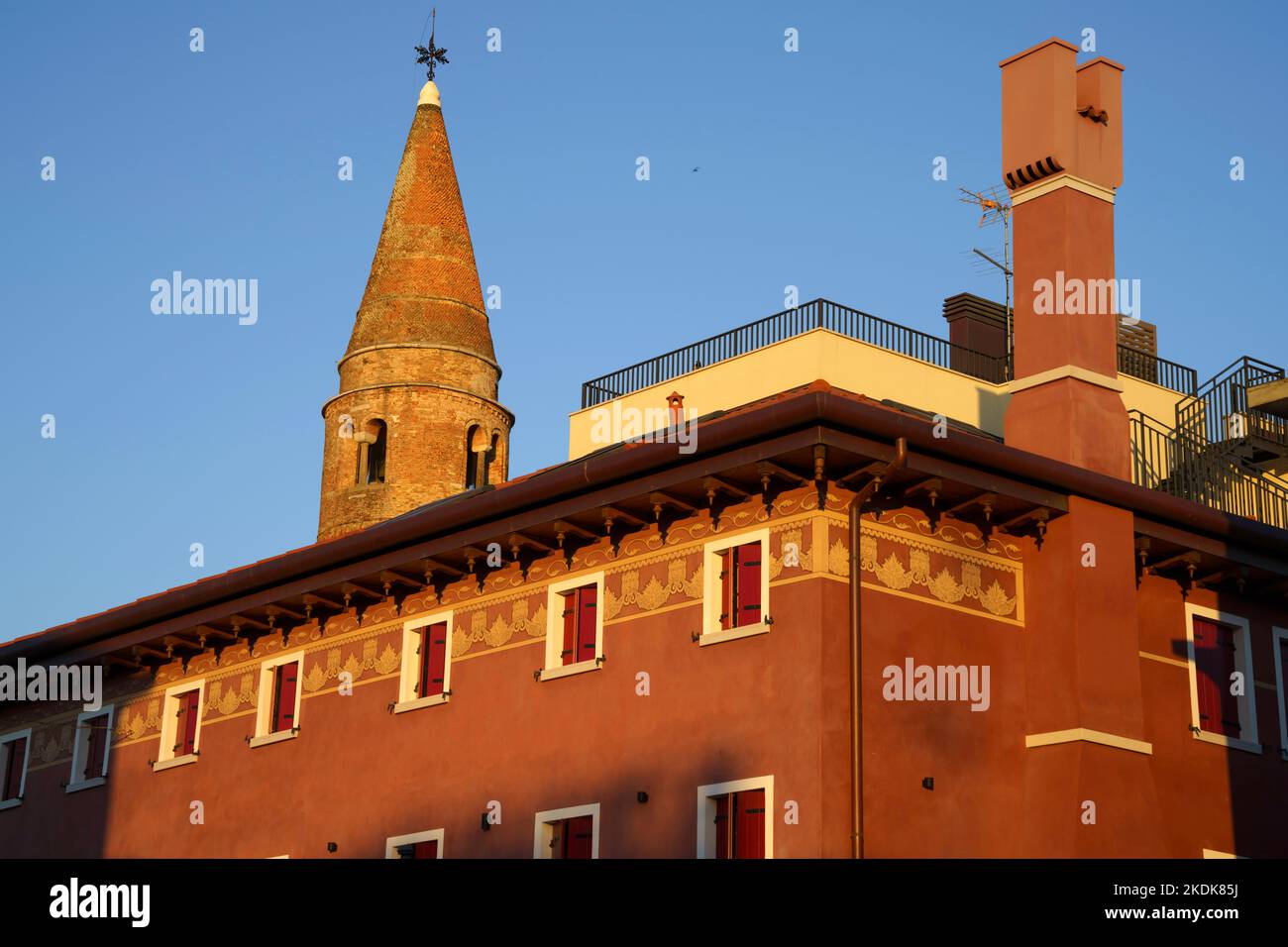 Typical colorful houses of Caorle, in Venice province, Veneto, Italy ...