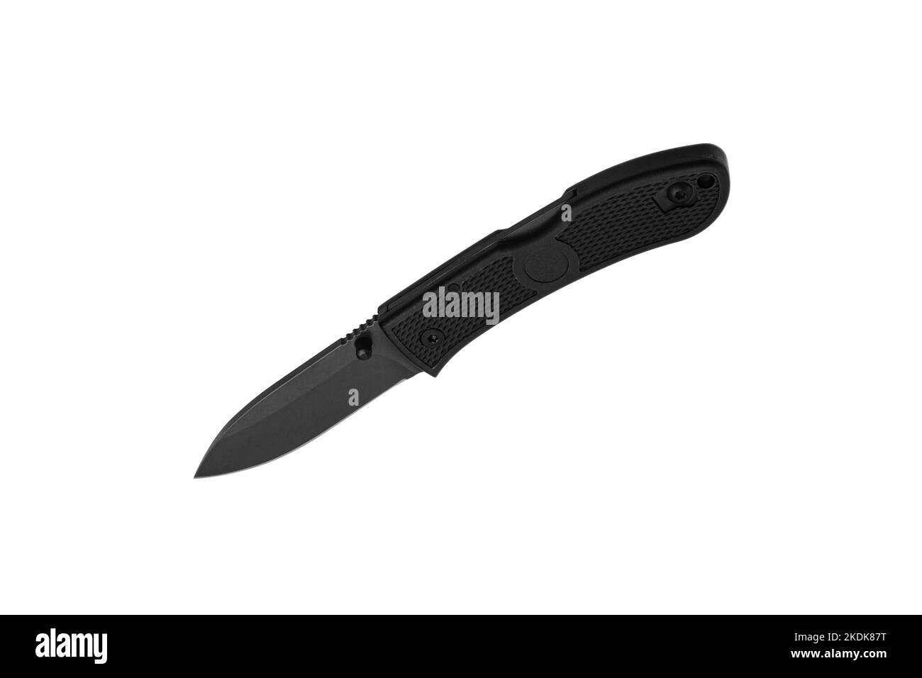 Pocket folding knife isolate on white background. Compact metal sharp ...