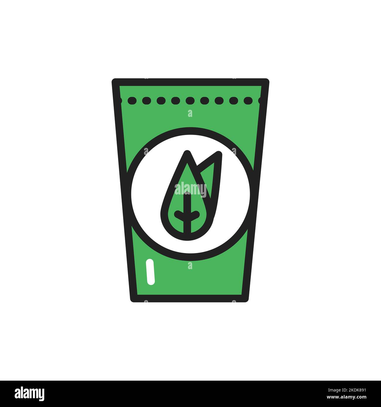Organic japanese powdered green tea color line icon. Outline pictogram ...