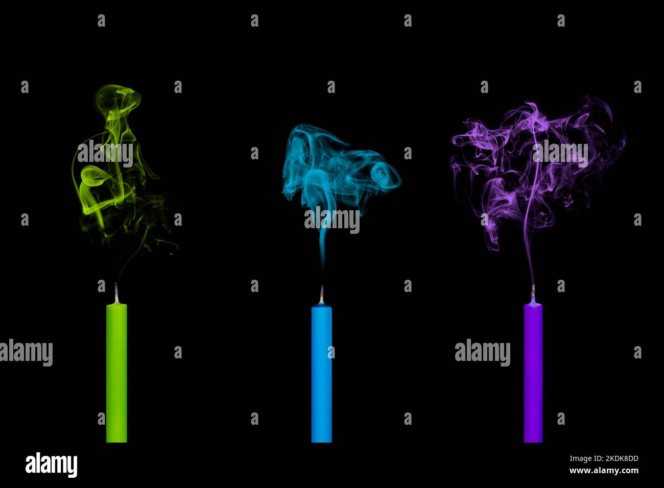 Three Extinguished Candles wtih Colorful Smoke Stock Photo - Alamy