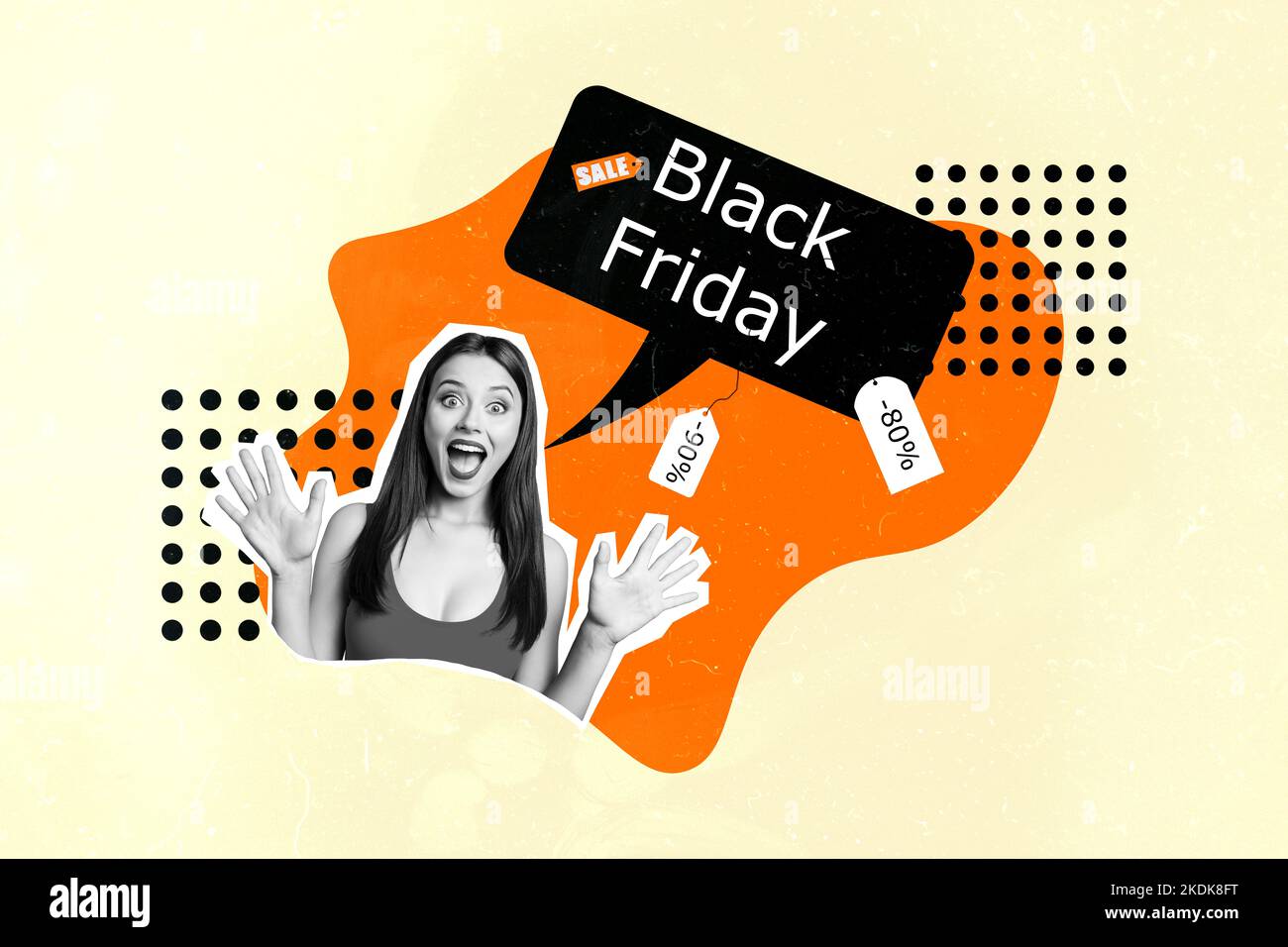 Creative photo 3d collage artwork banner poster of overjoyed girl ...