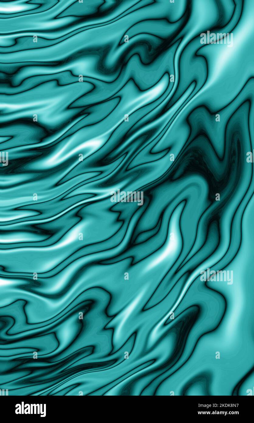 Illustration of gradient teal blue color chaotic flowing liquid pattern ...