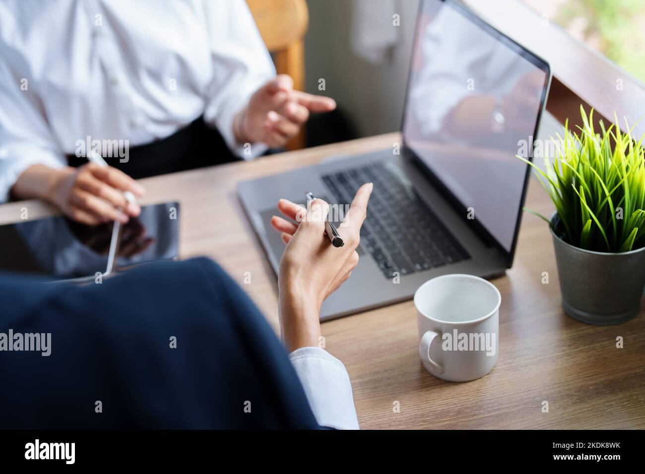 business people use documents and computers to analyze marketing Stock ...