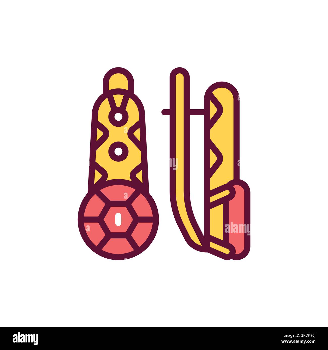 Gold earrings with precious stone line icon. Isolated vector element ...