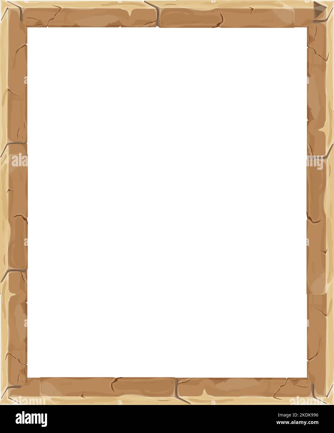 Stone brick frame border ancient medieval in cartoon style, isolated on ...