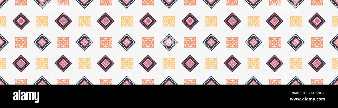 Hand drawn retro block print seamless border. Vector vintage design for ...