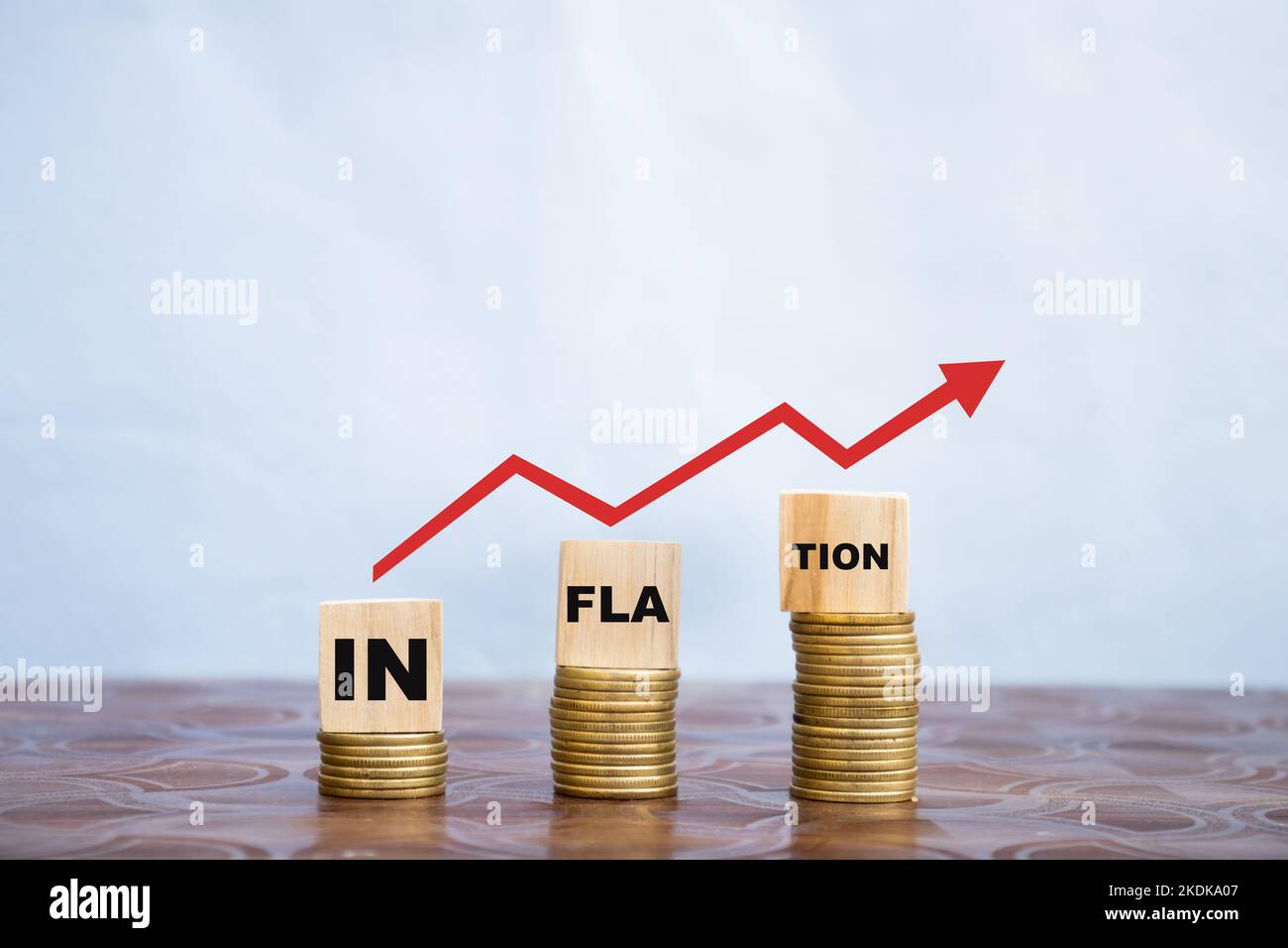 high inflation increase showing with red arrow graph Stock Photo - Alamy