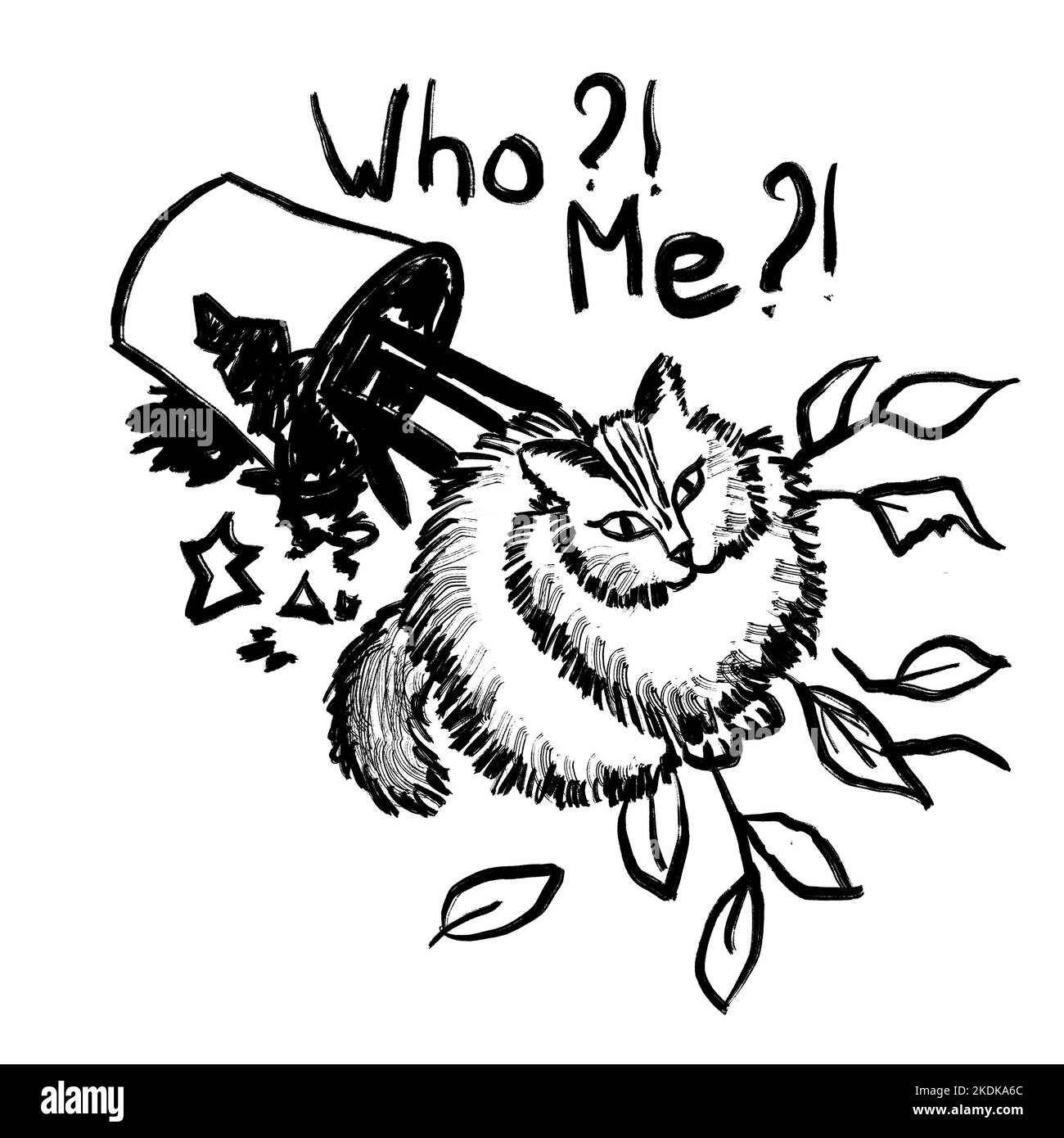 Broken Flower Pot Drawing