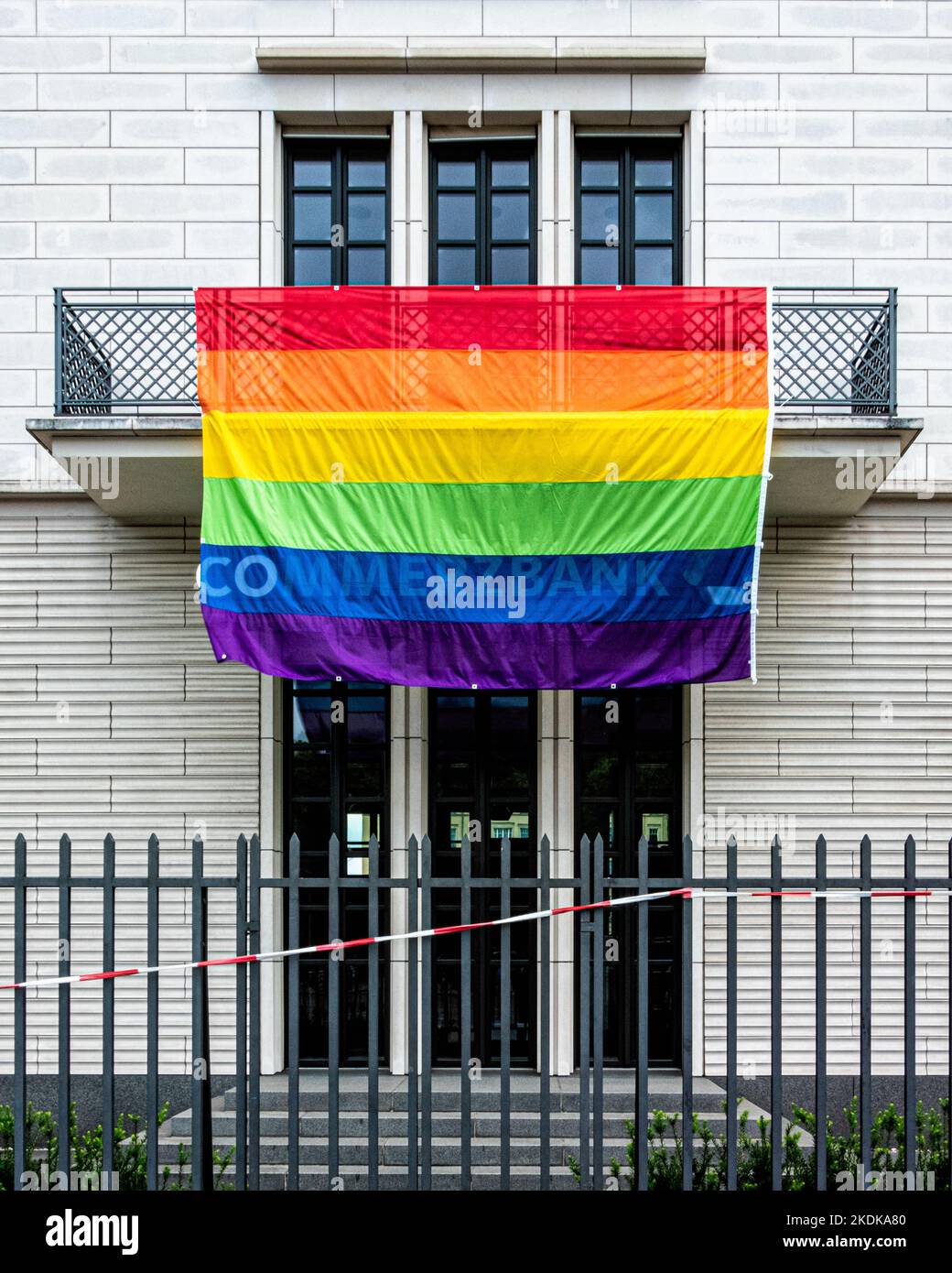 Gay Pride Rainbow Flag outside CommerzBank,Pariser Platz 1,Mitte ...