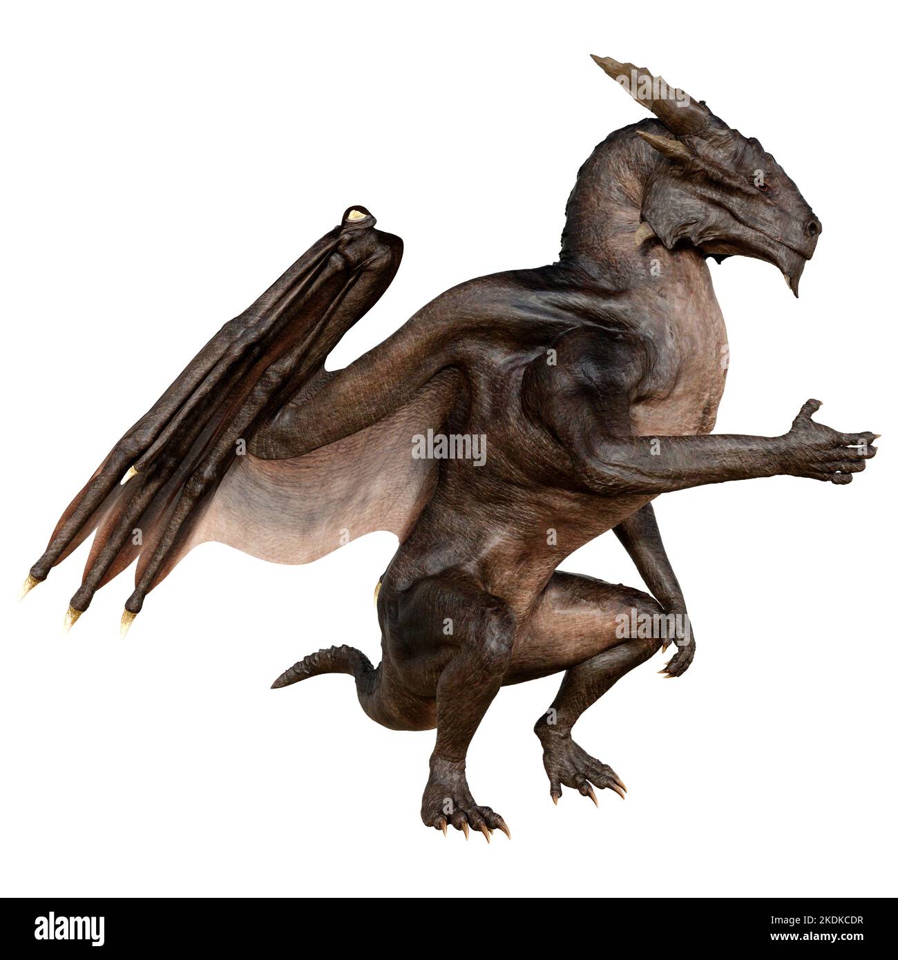 3D rendering of a fantasy dragon isolated on white background Stock ...