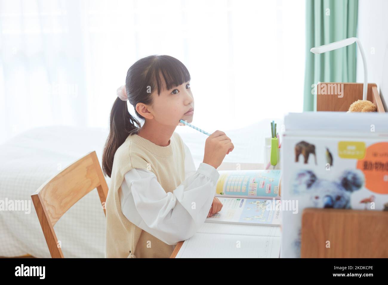 Japanese kid studying at home Stock Photo - Alamy